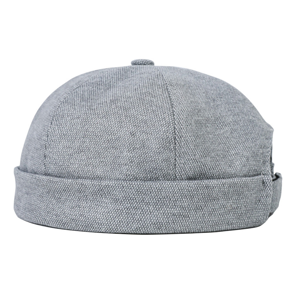 Men Wool Brimless Hat Docker Cap Skullcap Retro Rolled Cuff Beanie ...